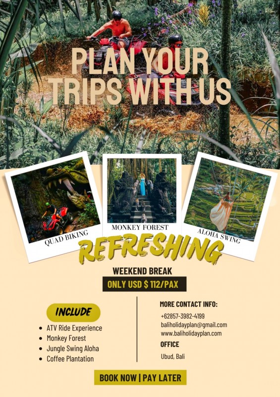 Bali ATV Quad Bike Adventure with Ubud Monkey Forest and Jungle Swing Tour