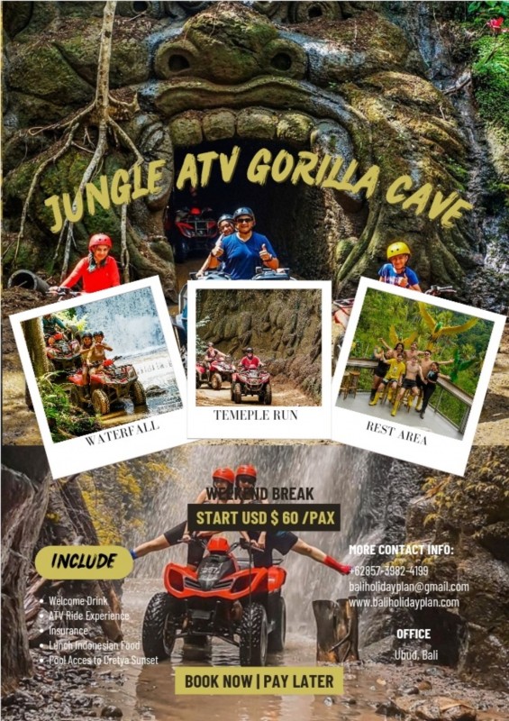 Gorilla Bali Adventure ATV Best of Quad Bike Ride Through Gorilla Cave ...