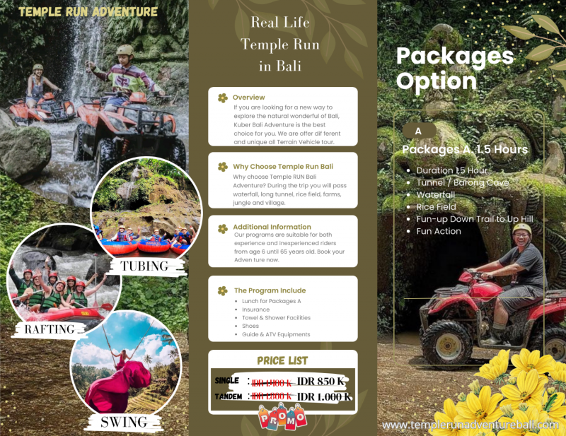 Bali ATV Ride Tour Best Temple Run Cave Adventure in Ubud